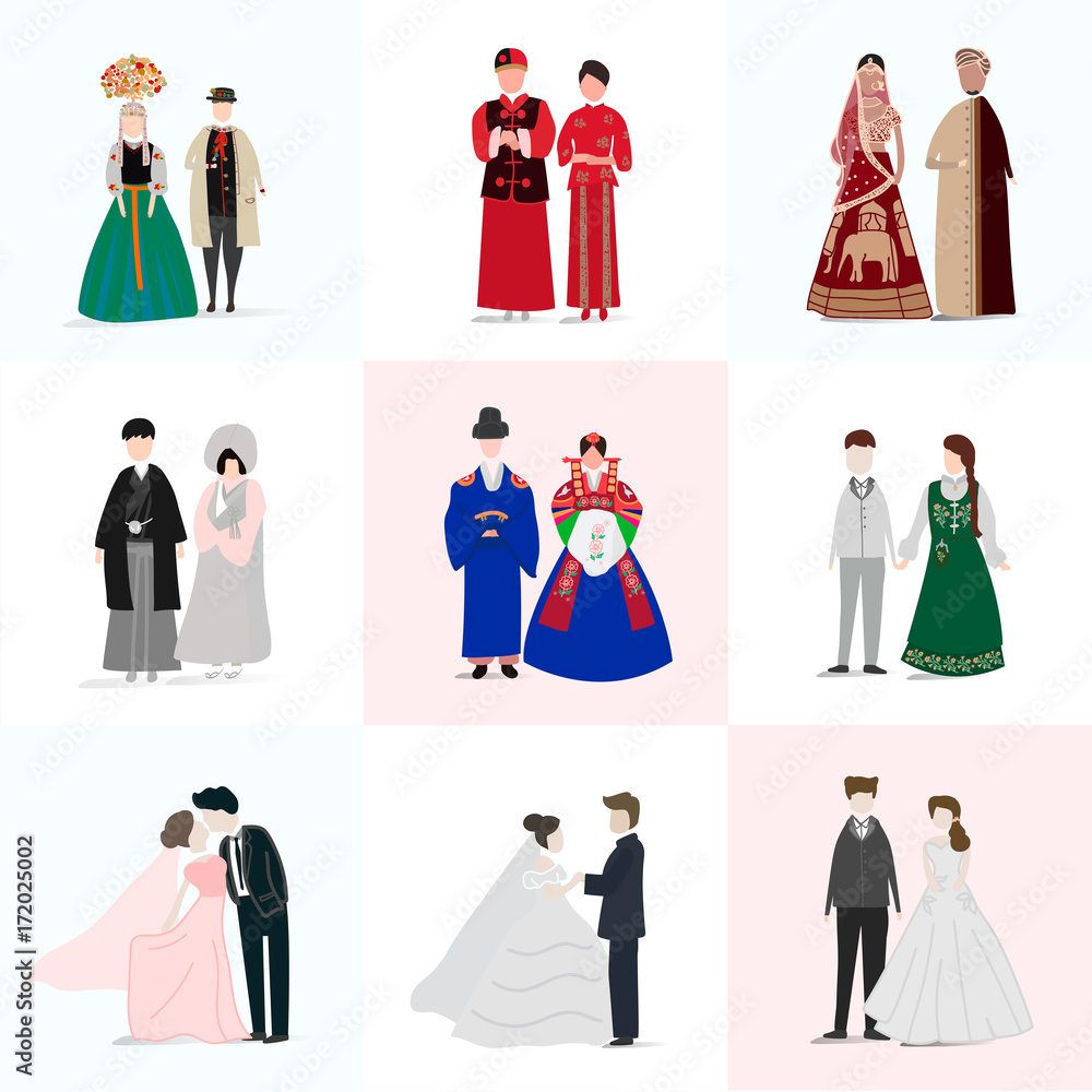 Traditional wedding dress vector Stock Vector | Adobe Stock