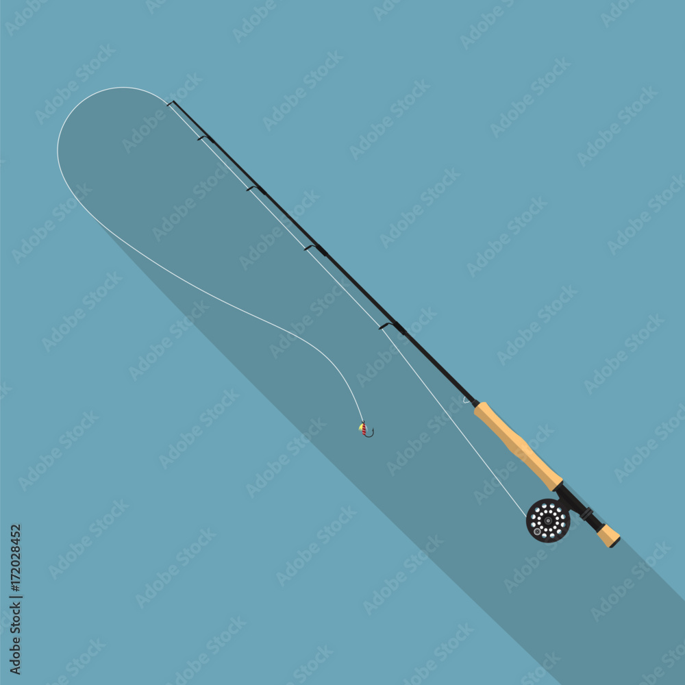 Fly fishing rod vector illustration. Stock Vector | Adobe Stock