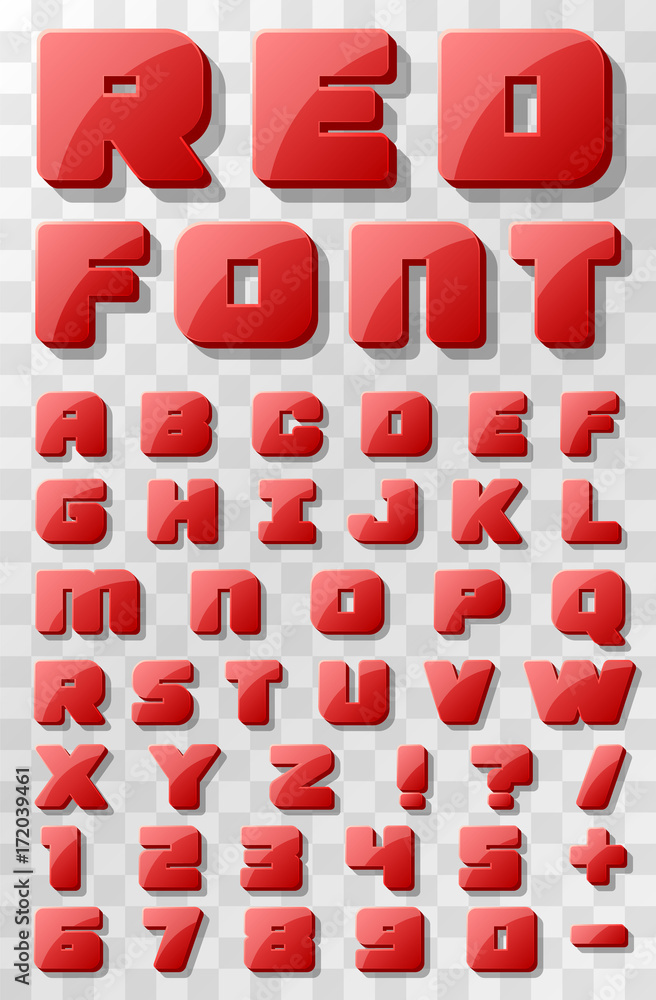 Red font 3d on a transparent background. Vector illustration Stock ...