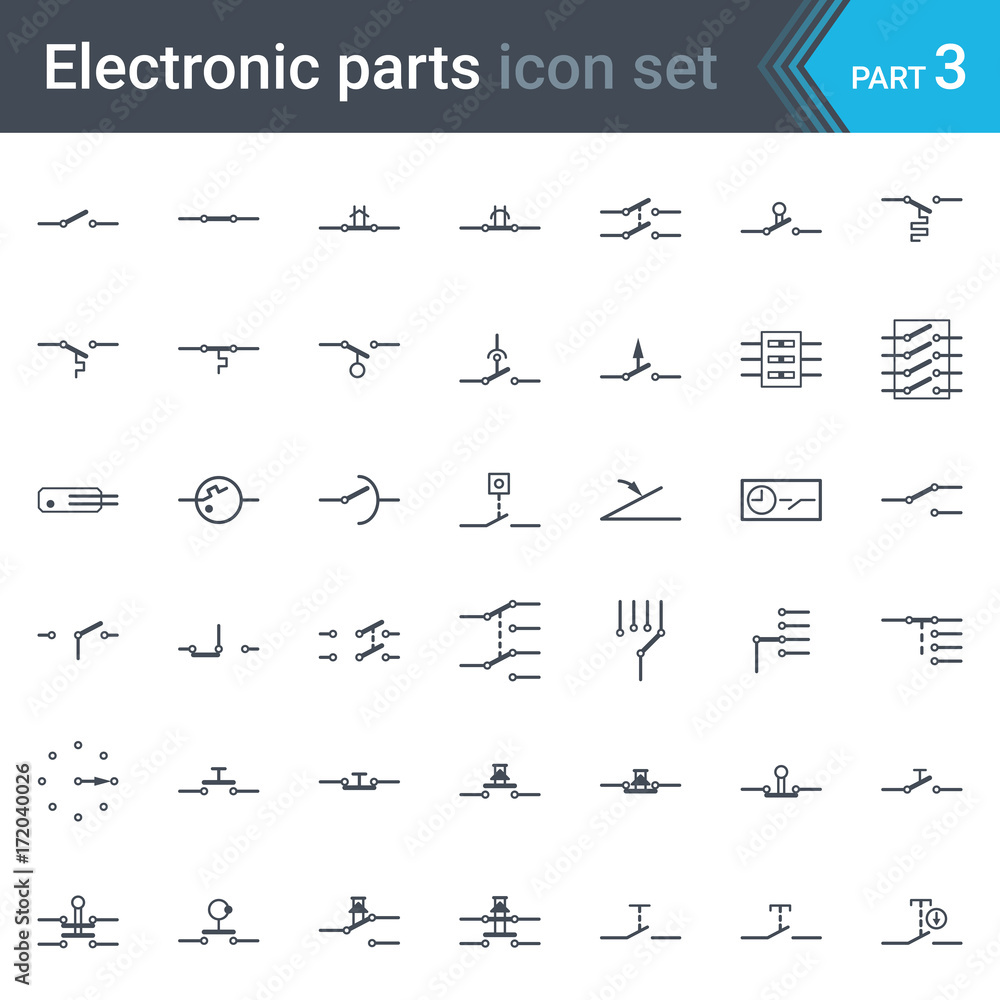 Complete vector set of electric and electronic circuit diagram symbols ...