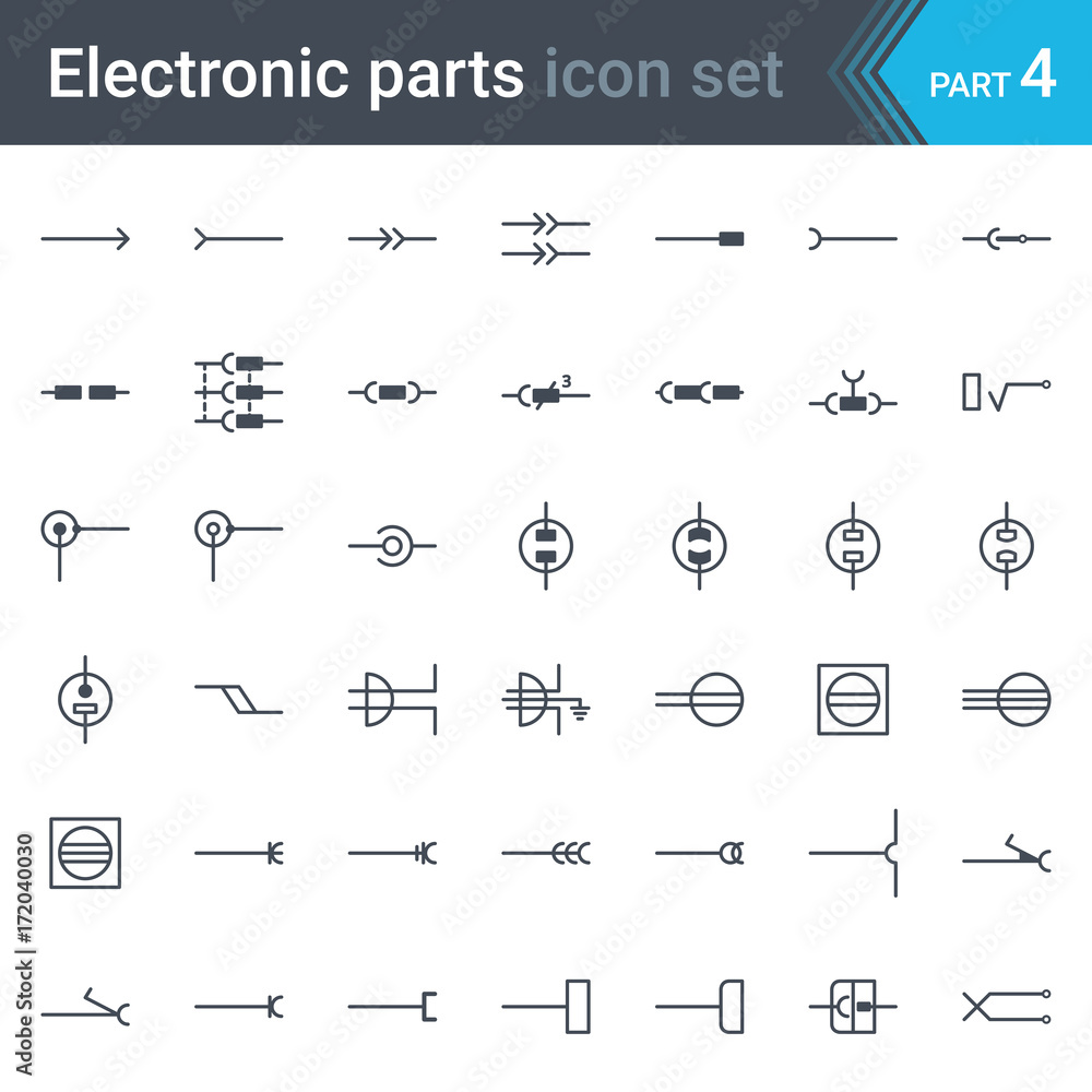 Complete vector set of electric and electronic circuit diagram symbols ...