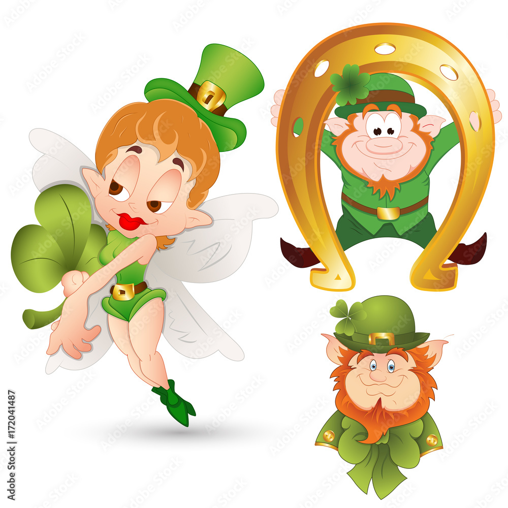 Cartoon Leprechaun Characters - Clip-art vector illustration Stock ...