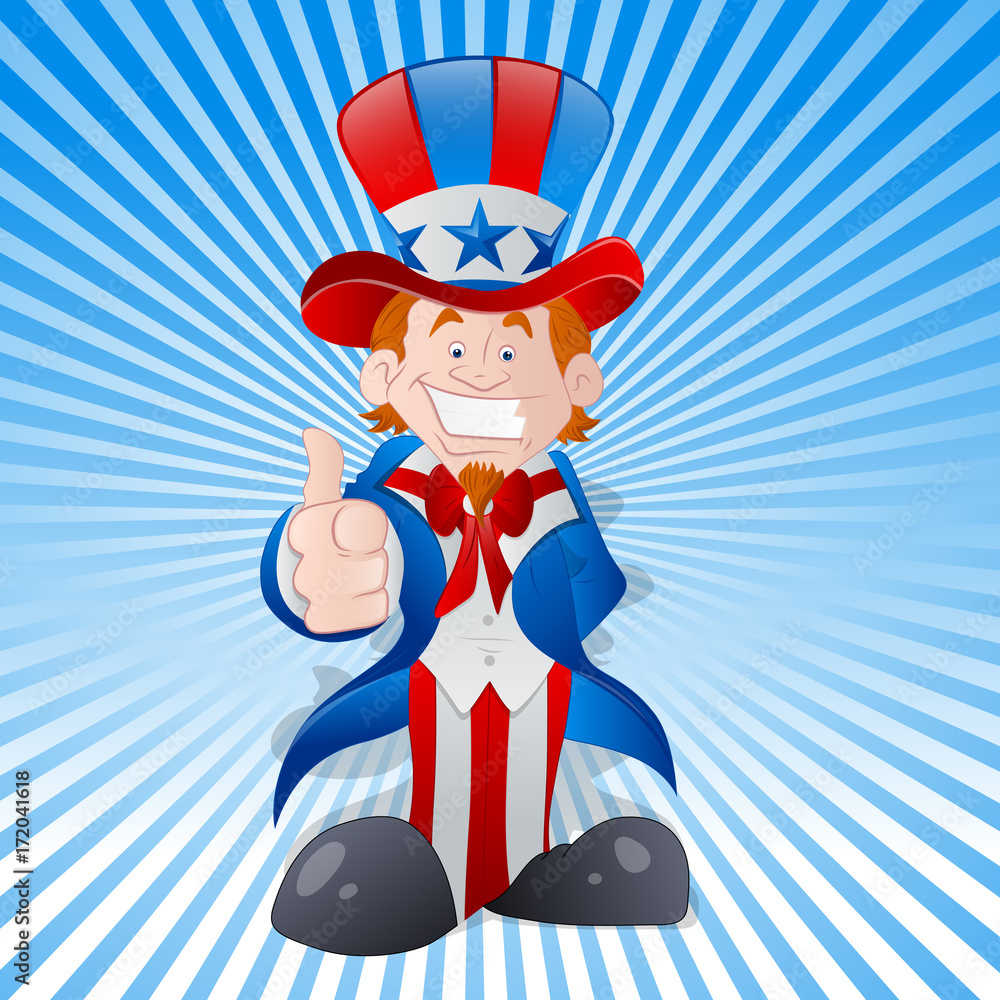 Happy Uncle Sam Showing Thumbs Up Stock Vector | Adobe Stock