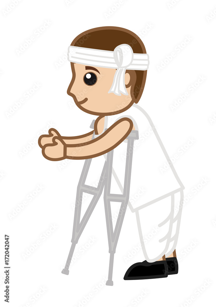 Handicapped Cartoon Character Stock Vector | Adobe Stock