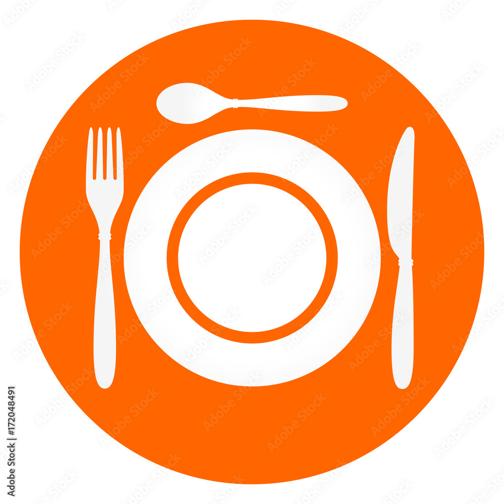 restaurant plate orange icon Stock Vector | Adobe Stock