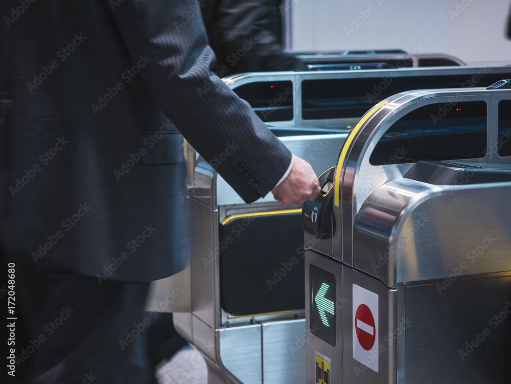 People insert ticket to Ticket Entrance at Subway station Stock Photo ...