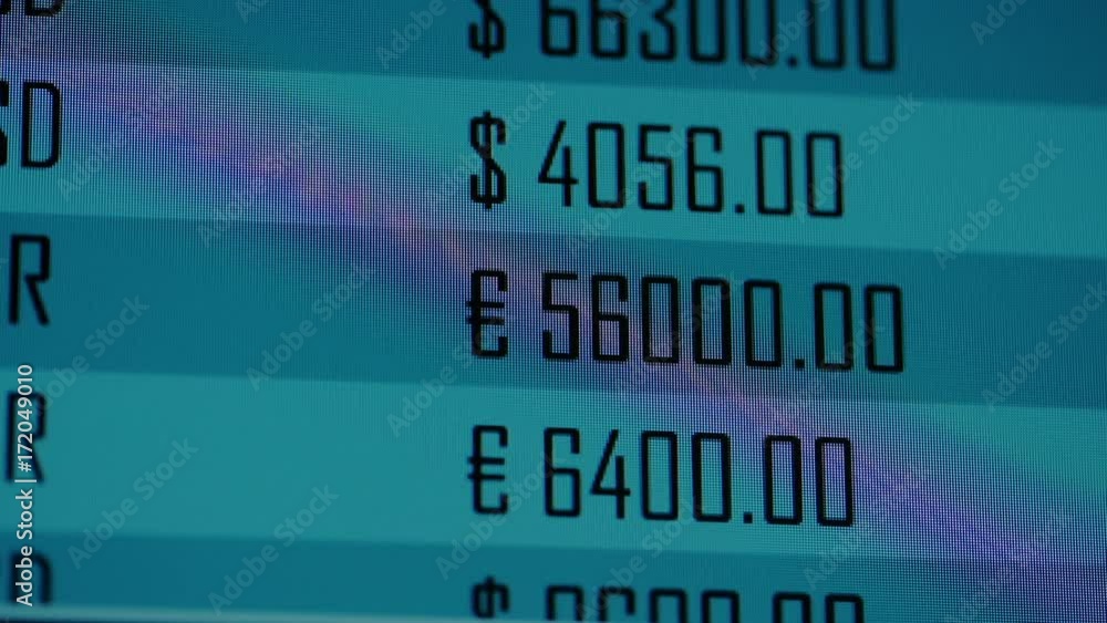 Computer screen with currency figures scrolling up Stock Video | Adobe ...
