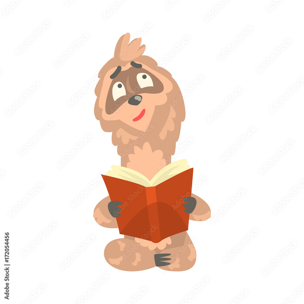 Cute cartoon sloth character reading a book, funny tropical animal ...