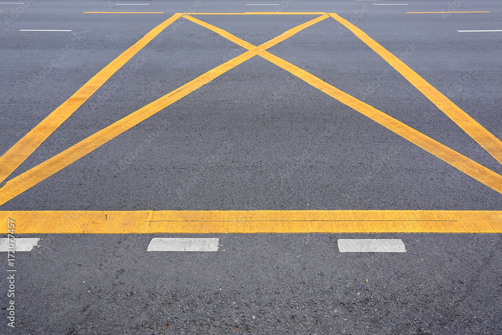 Yellow Diagonal Stripes Road