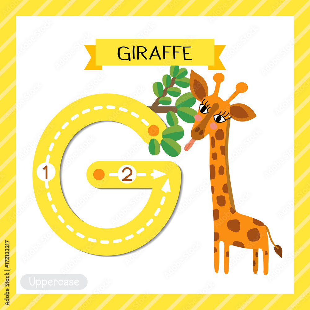 Letter G uppercase cute children colorful zoo and animals ABC alphabet ...