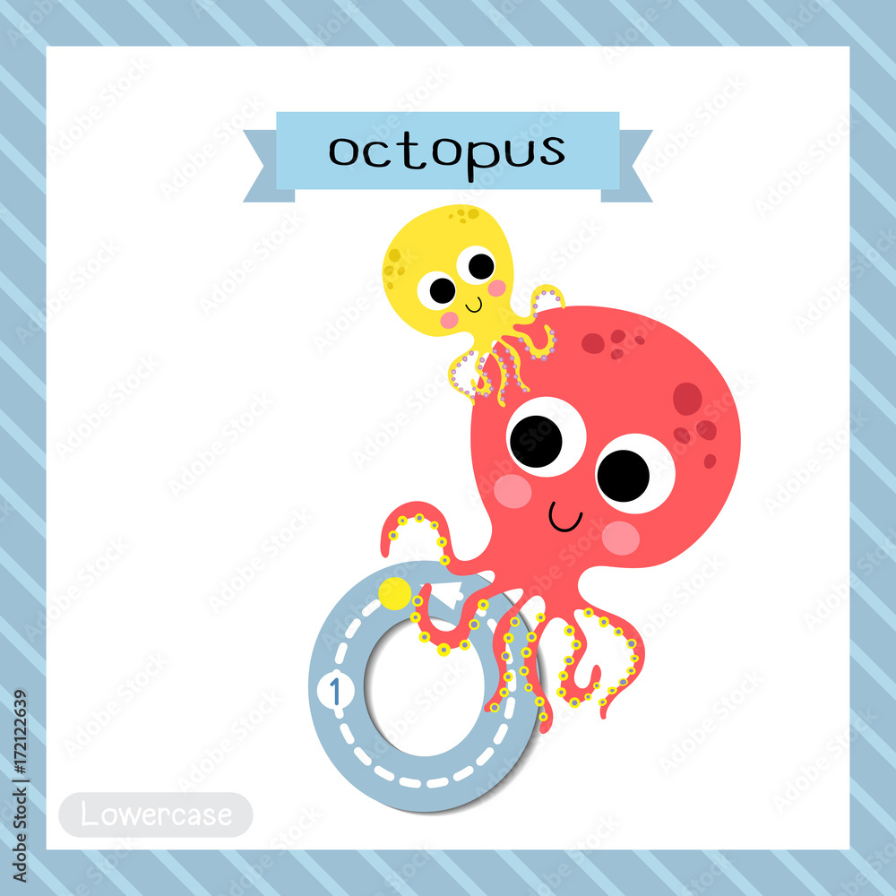 Letter O lowercase cute children colorful zoo and animals ABC alphabet ...