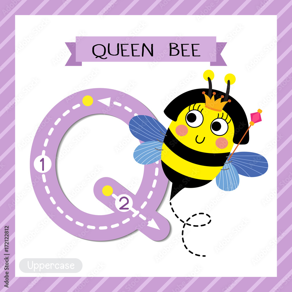 Letter Q uppercase cute children colorful zoo and animals ABC alphabet ...