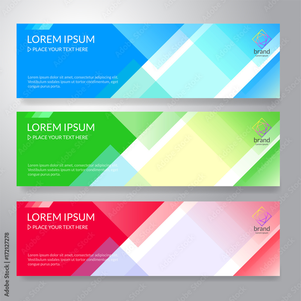 Set of horizon abstract colorful display banner background with copy ...