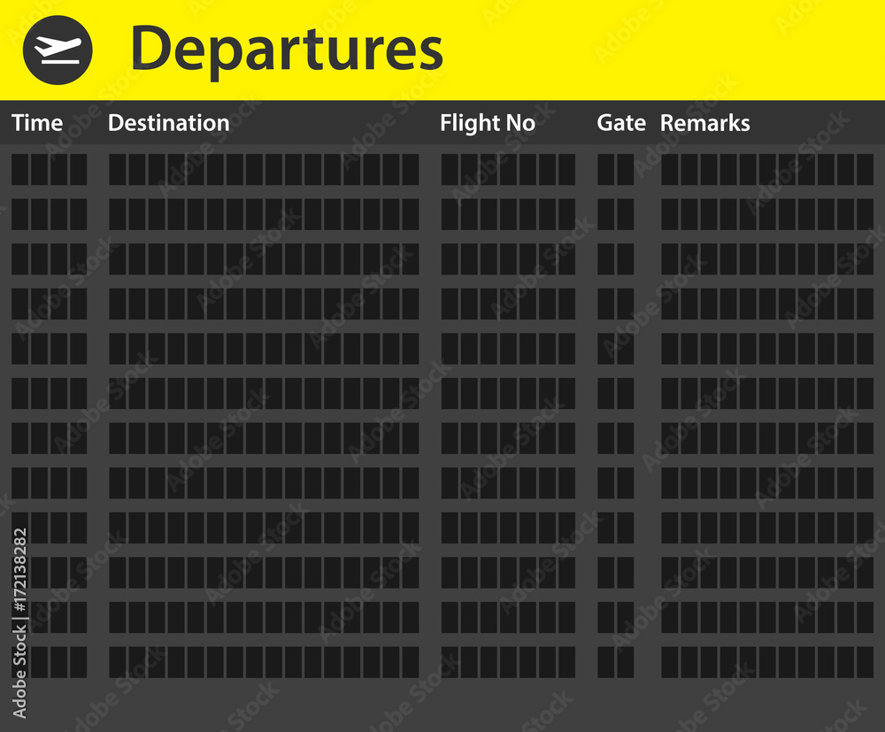 An empty airport timetable. Vector illustration of airport timetable ...