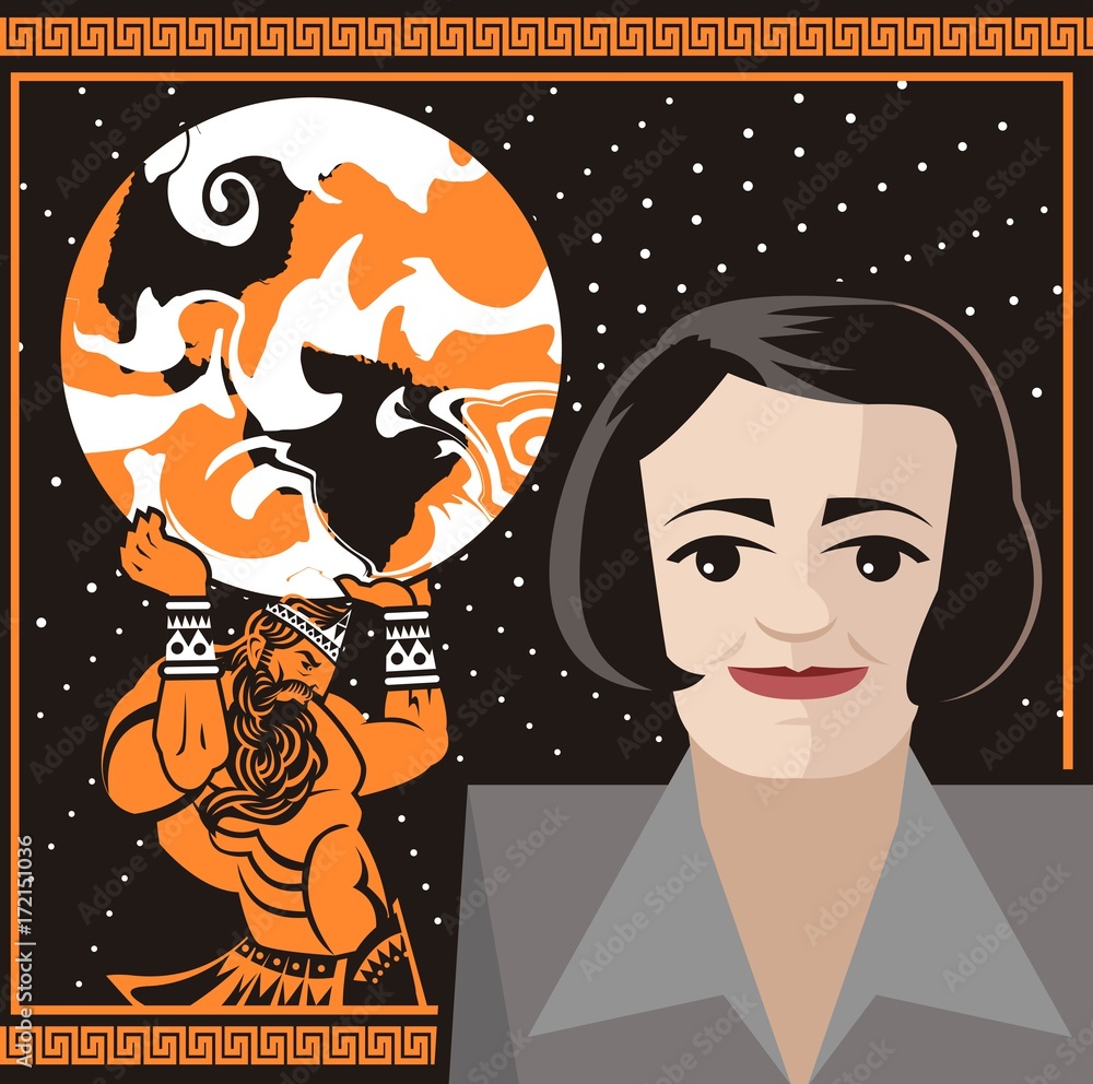 ayn rand objectivist libertarian writer author face cartoon portrait ...