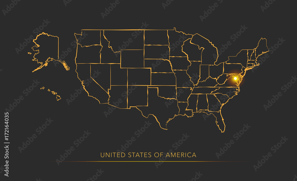 Golden state map, USA vector background Stock Vector | Adobe Stock