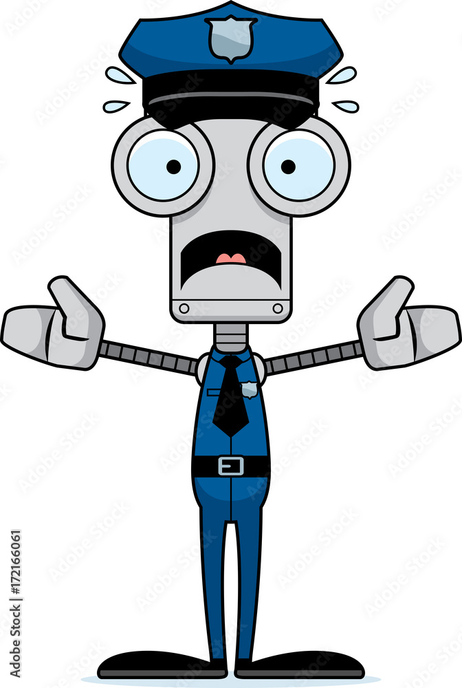 Cartoon Scared Police Officer Robot Stock Vector | Adobe Stock