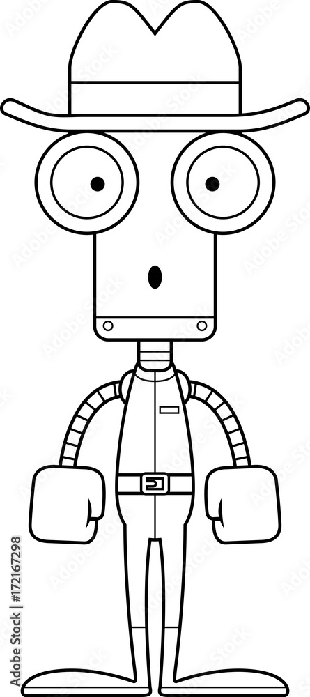 Cartoon Surprised Cowboy Robot Stock Vector | Adobe Stock