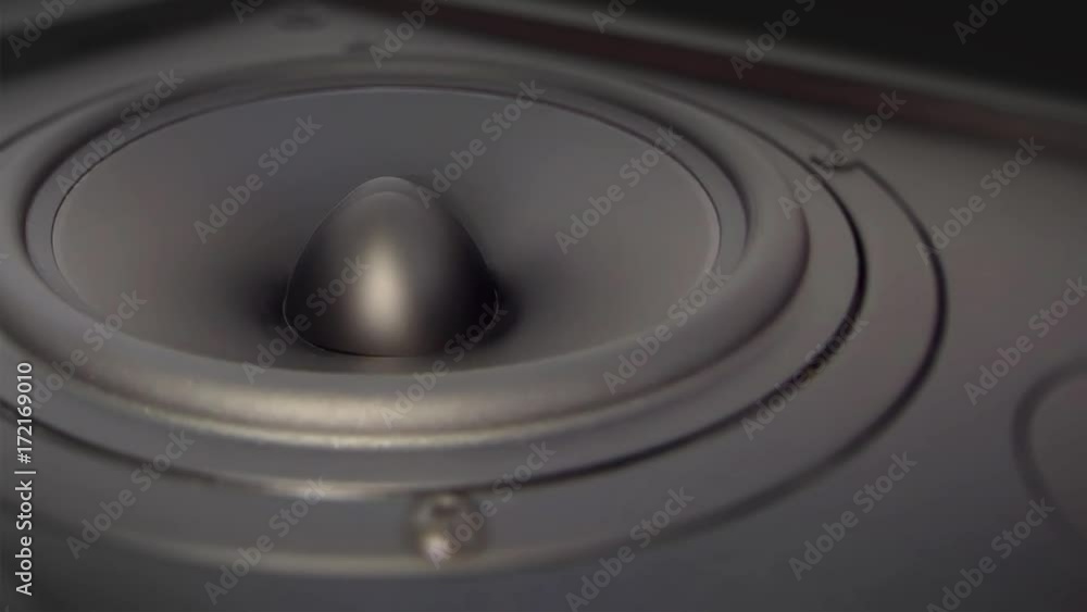 Multimedia Audio speaker system with different speakers closeup over ...