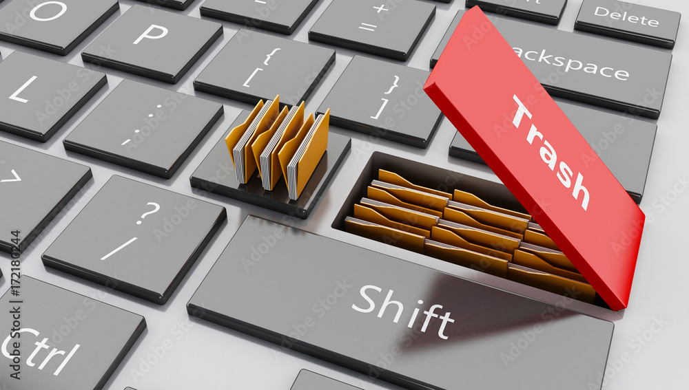 3d Open "trash" button with folders Stock Illustration | Adobe Stock