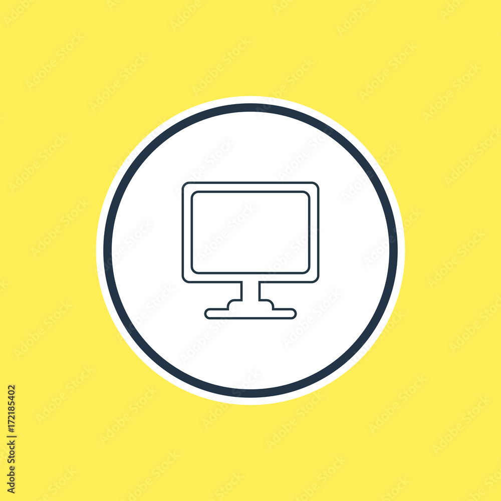 Vector Illustration Of Monitor Outline. Beautiful Computer Element Also ...