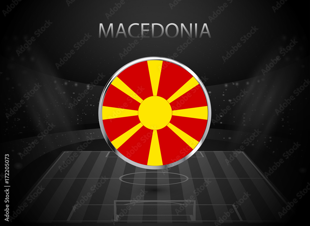 eps 10 vector Macedonia flag button isolated on black and white stadium ...