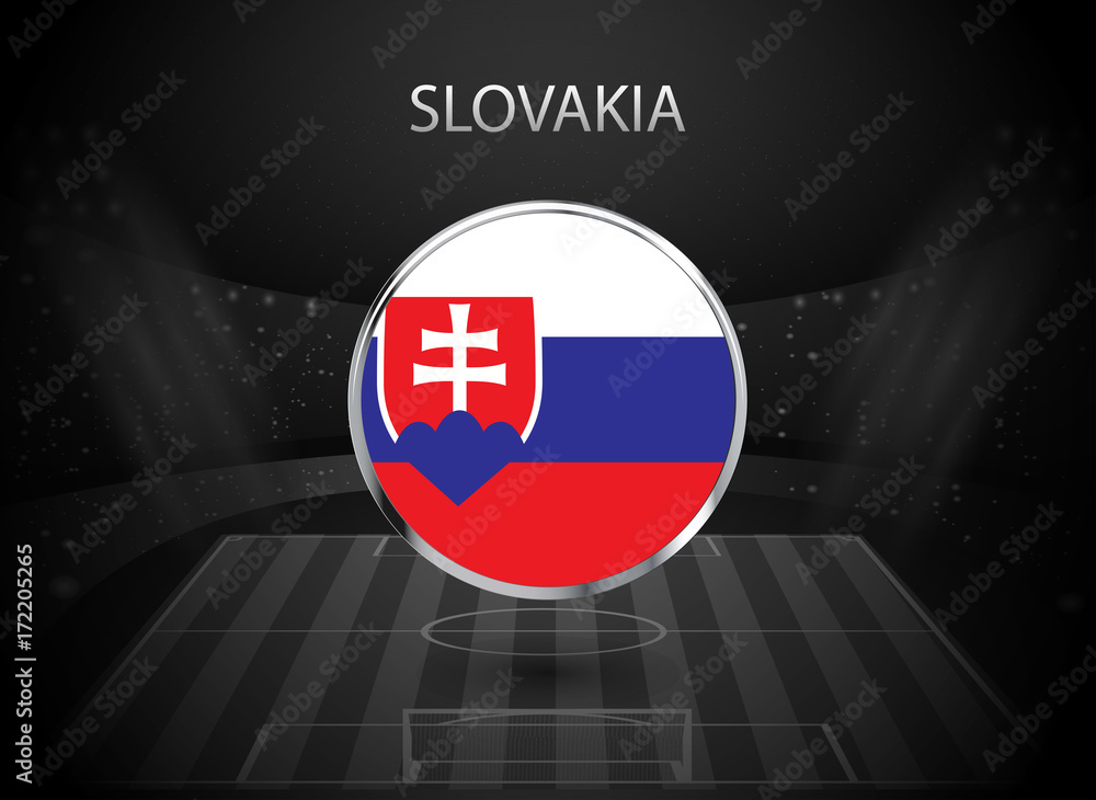 eps 10 vector Slovakia flag button isolated on black and white stadium ...