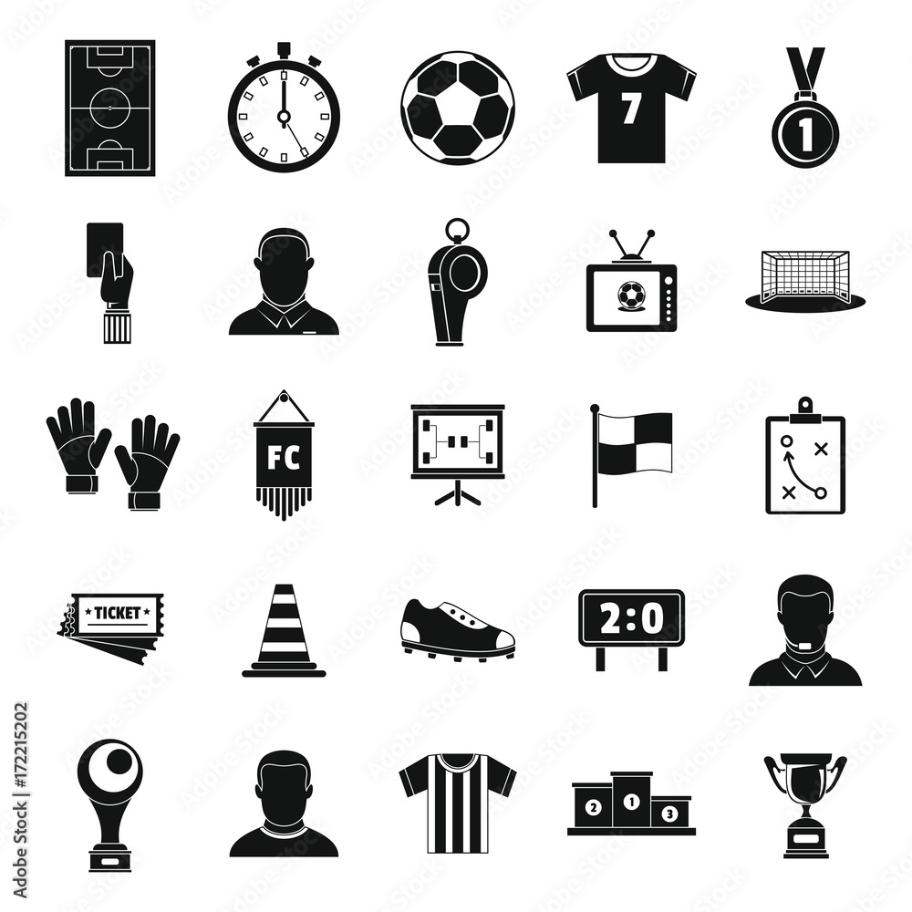 Soccer black silhouette set vector illustration for design and web ...