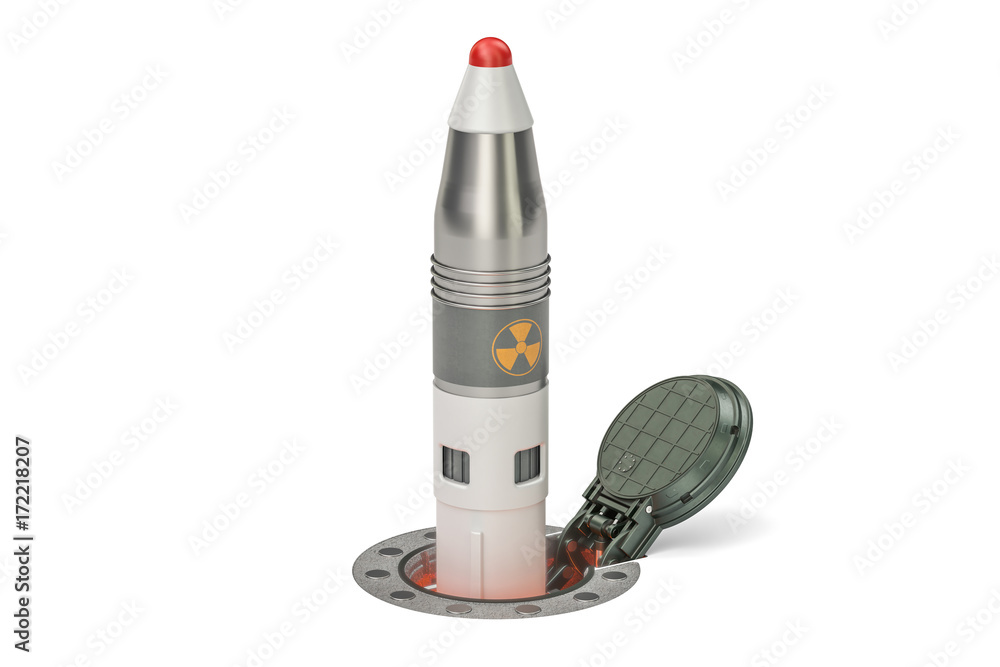 Missile launches from its underground silo launch facility, 3D ...