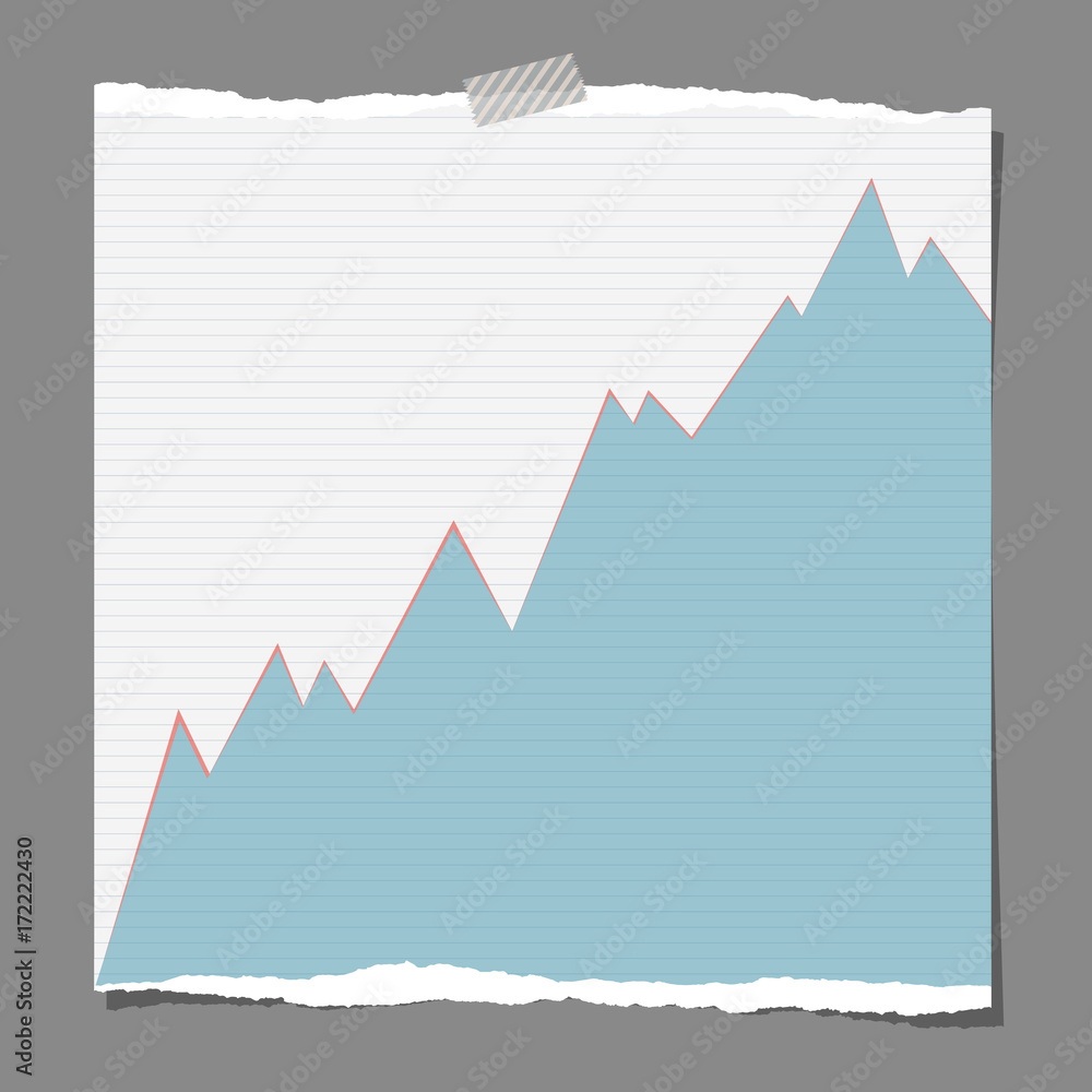 Bull market chart symbol on ripped note paper,vector illustration ...