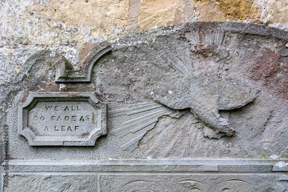 Poster We All Do Fade As A Leaf, crumbling Victorian gravestone – Wall ...