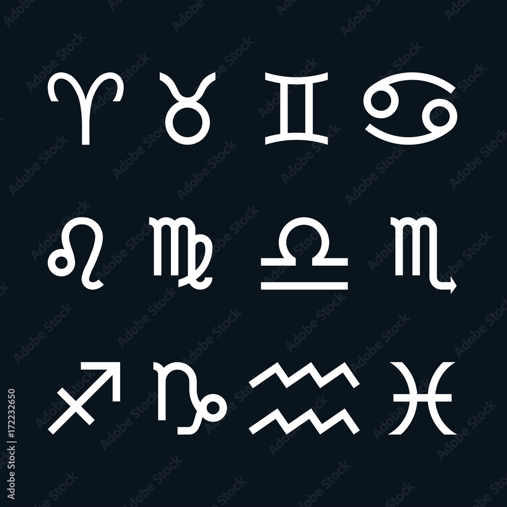 Vector graphics astrology set. A simple geometric representation of the ...