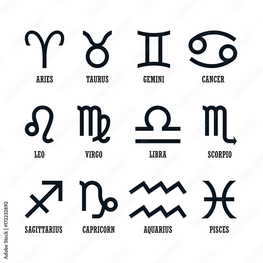 Vector graphics astrology set. A simple geometric representation of the ...