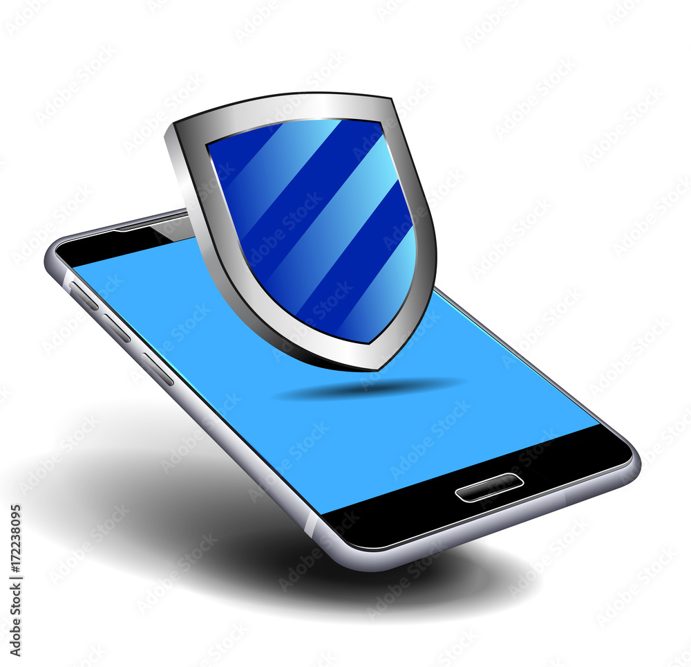 Security Shield Phone Cell Smart Mobile Stock Vector | Adobe Stock