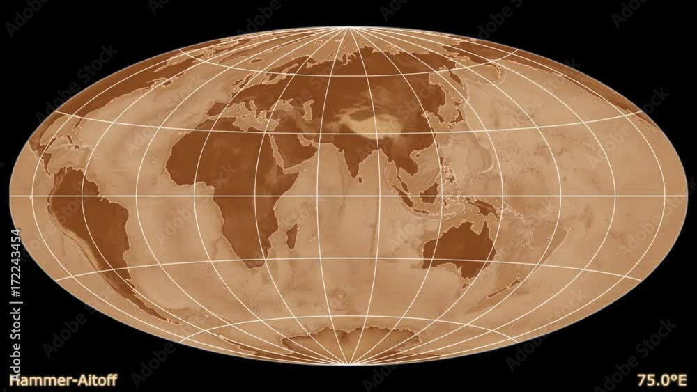Animated world map in the Hammer-Aitoff projection. Gradient Stock ...