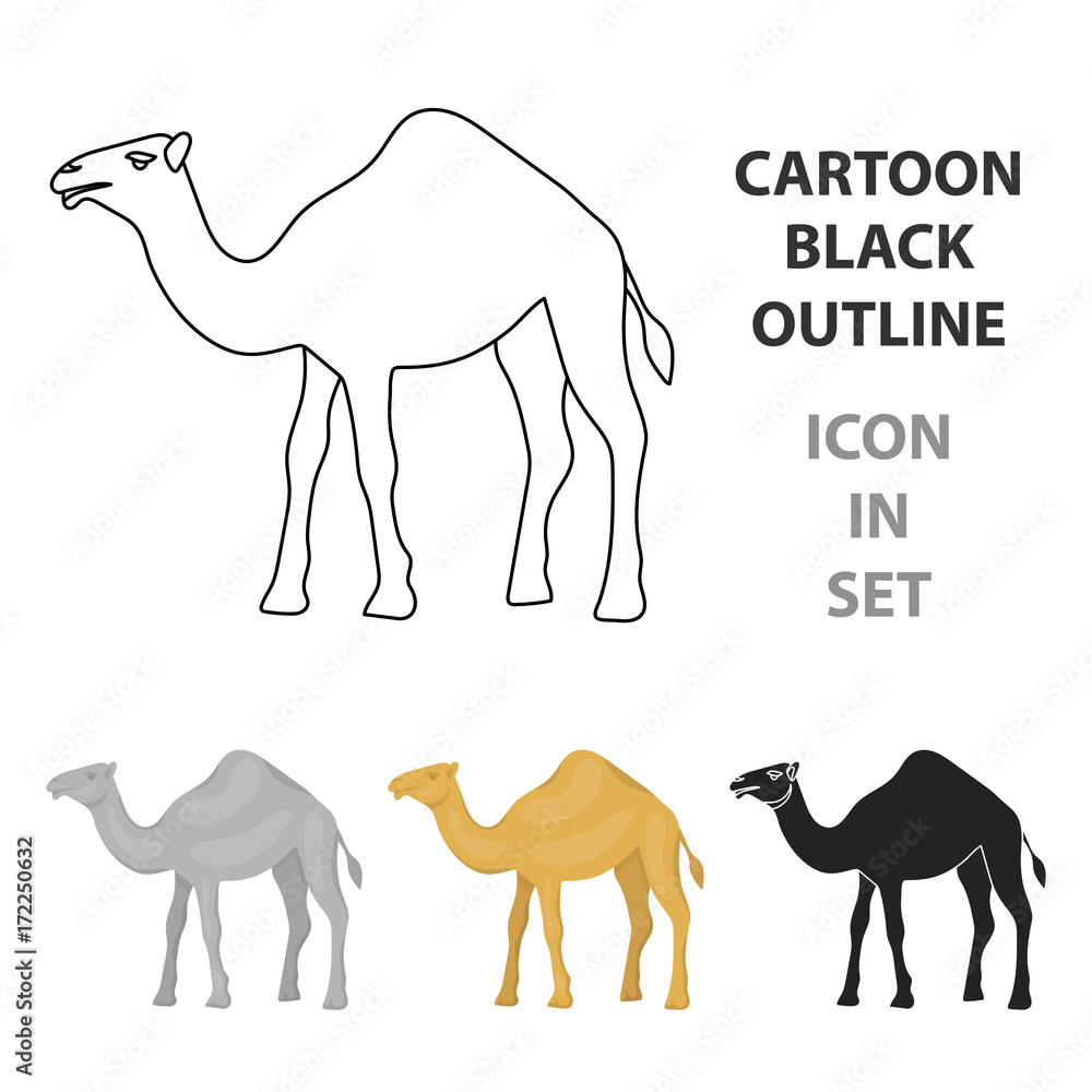Camel icon in cartoon style isolated on white background. Arab Emirates ...