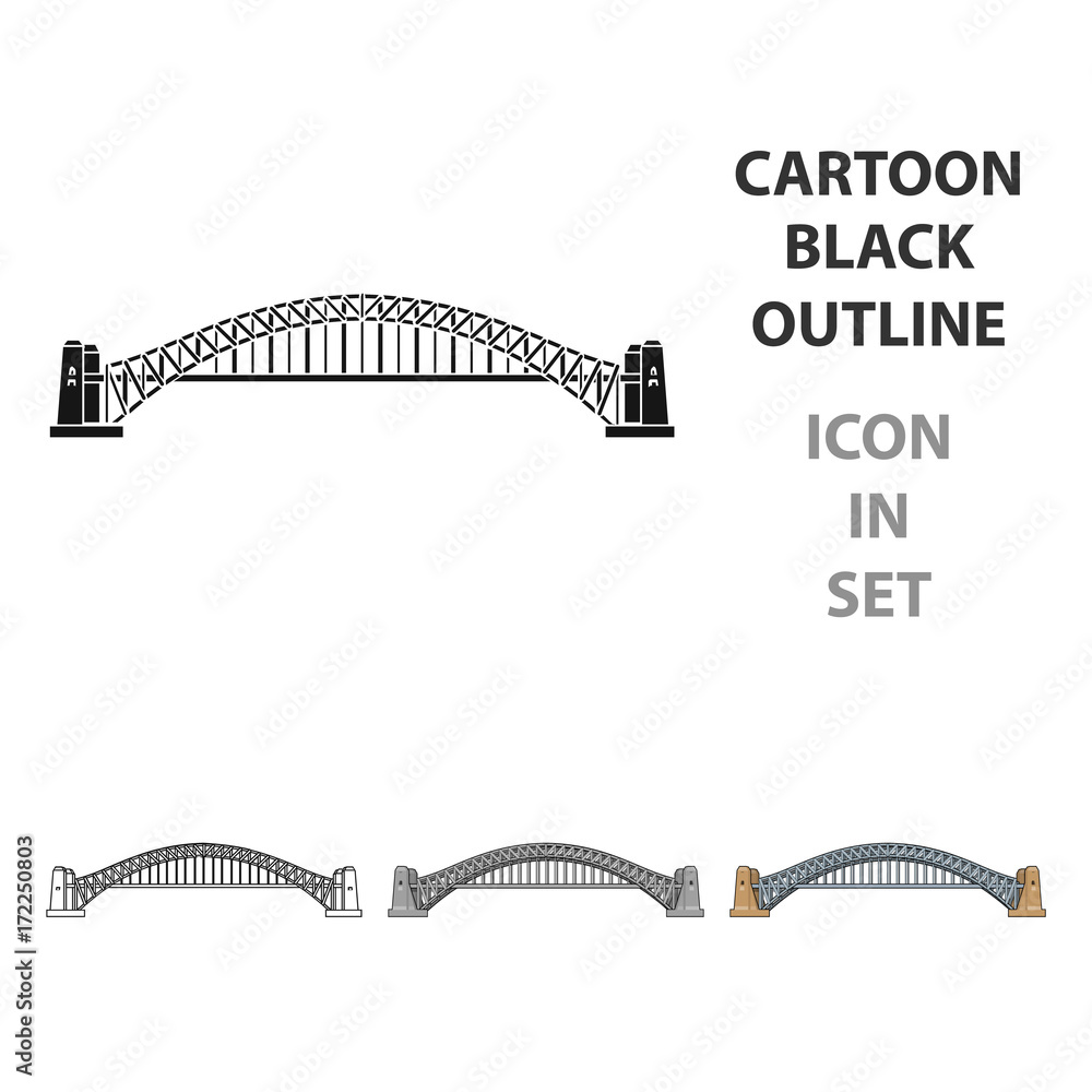 Sydney Harbour Bridge icon in cartoon style isolated on white ...