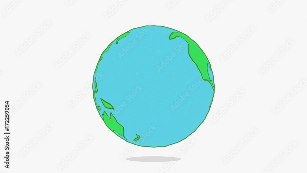 Hand drawn Earth spinning. Loop ready hand drawn animation of Earth ...