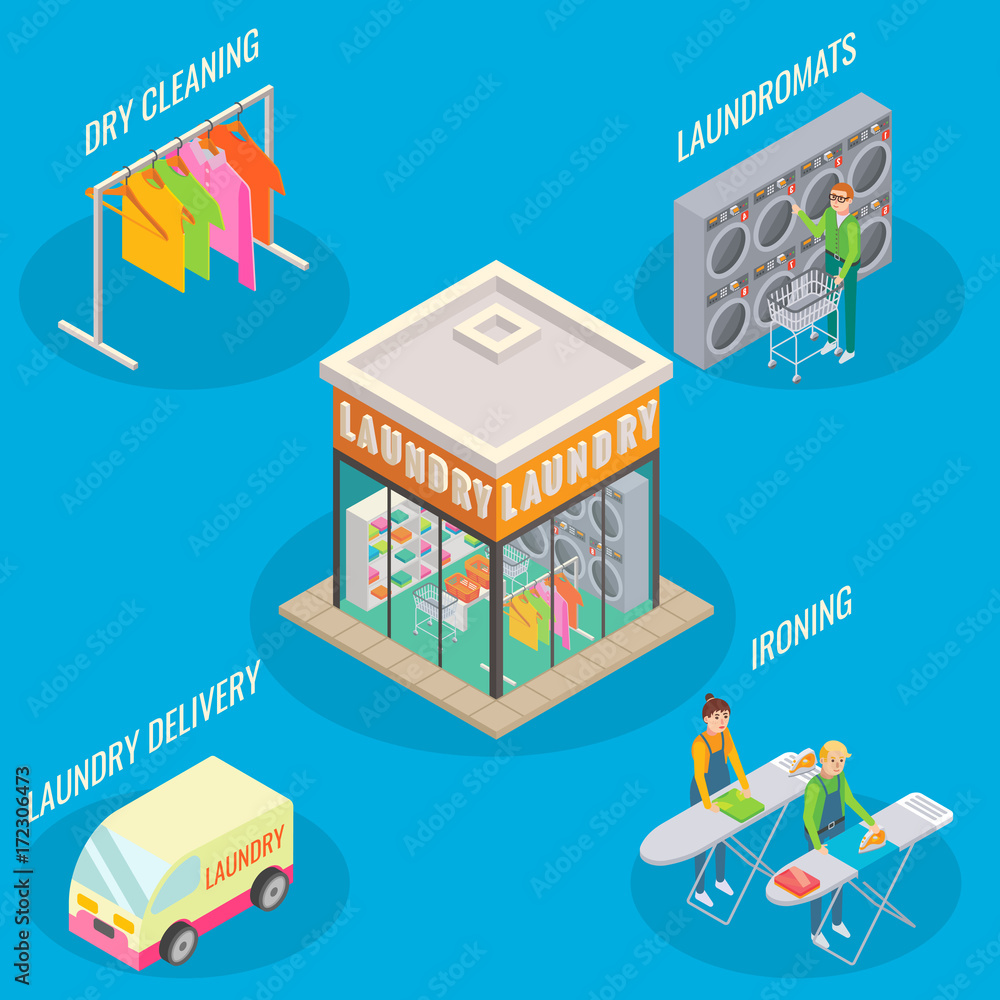 Vector 3d isometric laundry service concept illustration Stock Vector ...