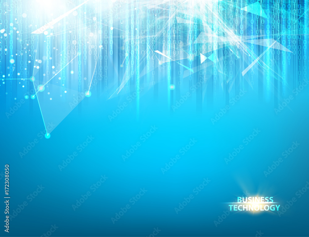 Abstract blue science design and bigdata. Particles of computer network ...