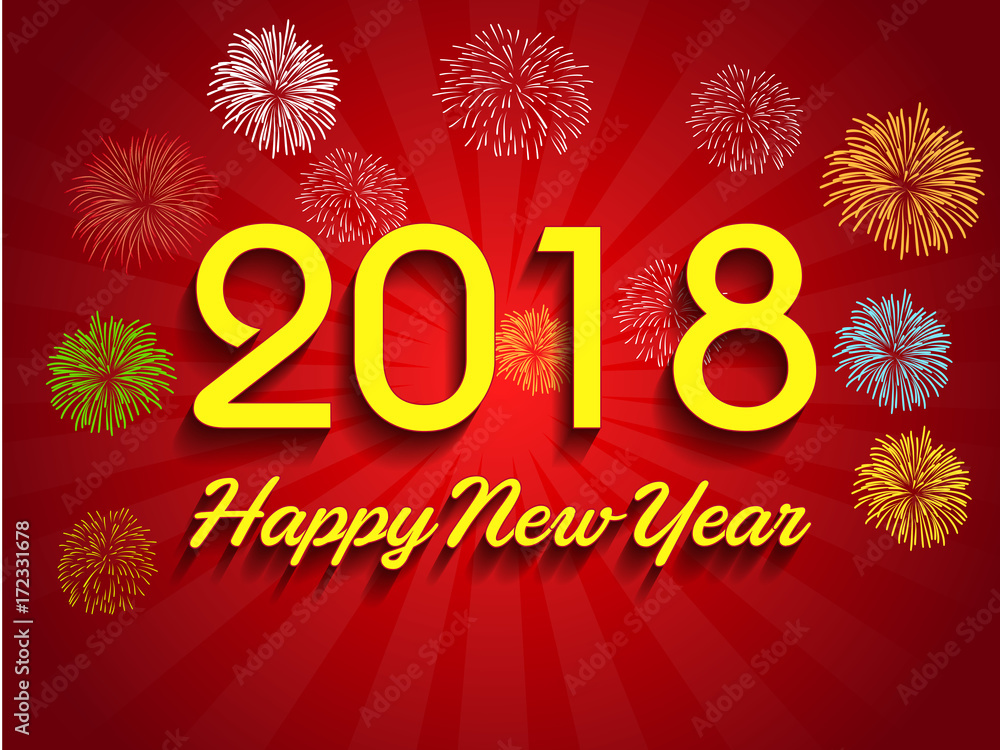 Happy new year 2018 with Firework background Stock Vector | Adobe Stock