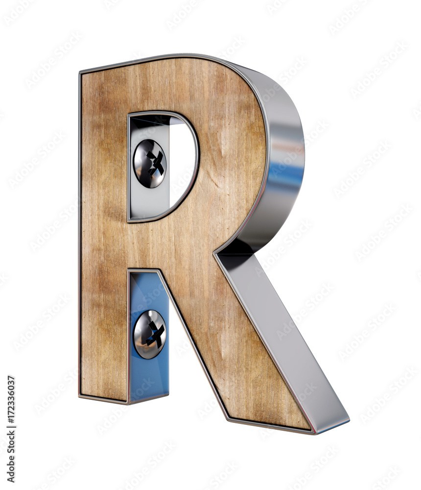 3D "R" letter made of wood and metal, 3d rendering Stock Illustration ...