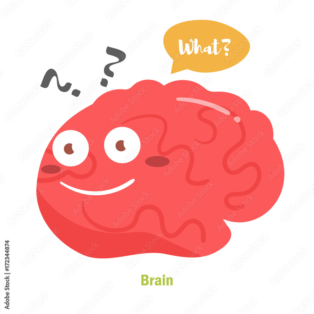 Vector cartoon brain with face Stock Vector | Adobe Stock