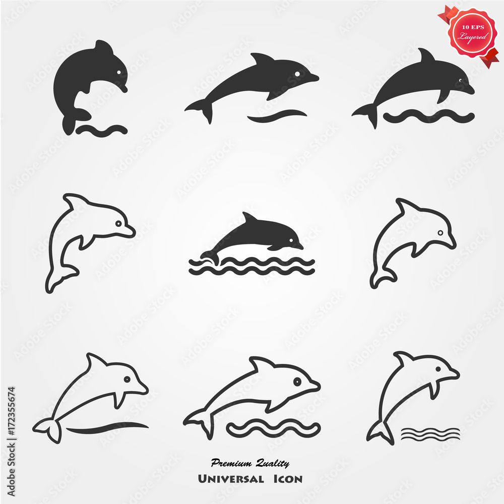 Dolphin icons Векторне зображення Stock | Adobe Stock
