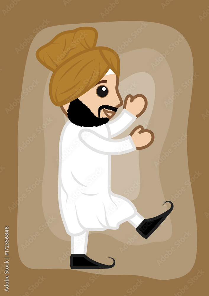 Young Cartoon Sardar Character Dancing Stock Vector | Adobe Stock
