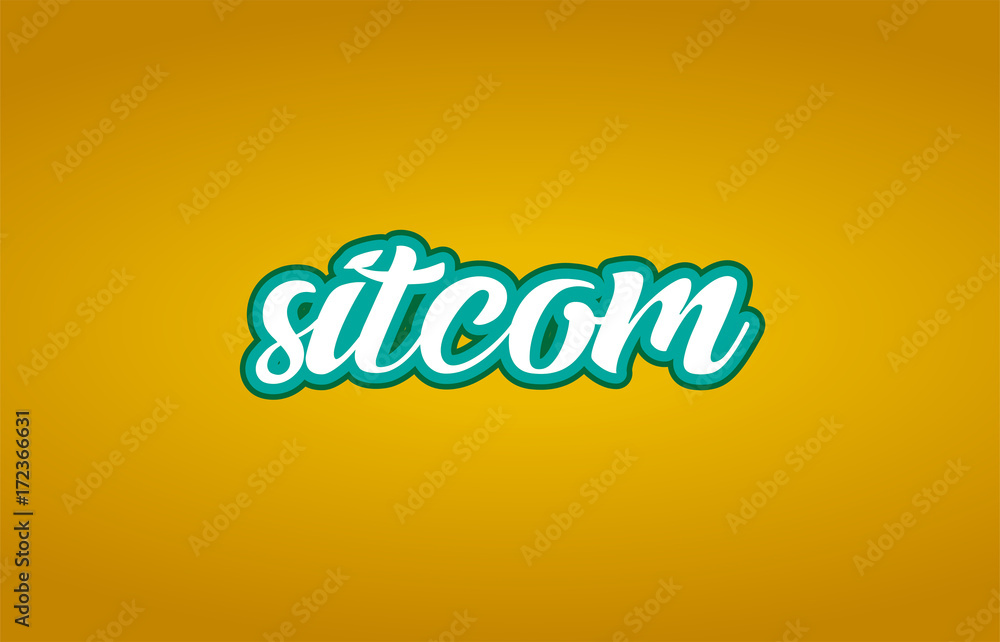 sitcom word text logo icon typography design green yellow Stock Vector ...