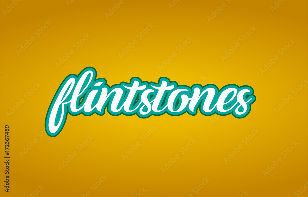 flintstones word text logo icon typography design green yellow Stock ...