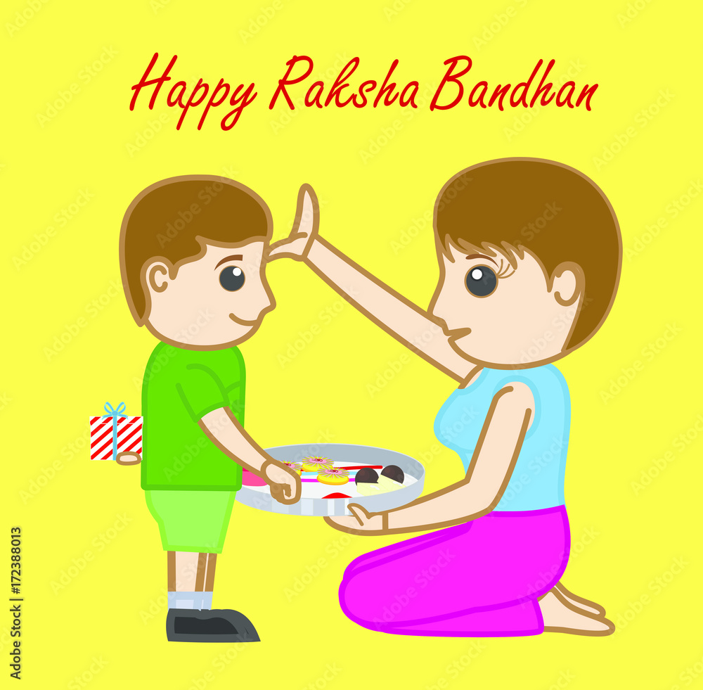 Happy Raksha Bandhan - Cartoon Characters Vector Stock Vector | Adobe Stock