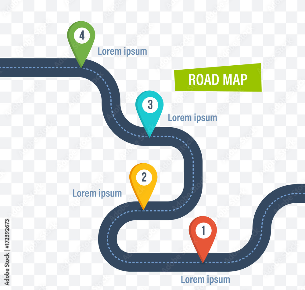 Road map with colorful bright marks markers and road. Stock Vector ...