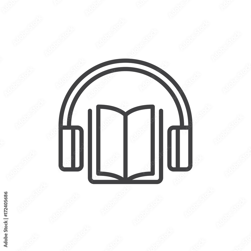 Audiobook line icon, outline vector sign, linear style pictogram ...
